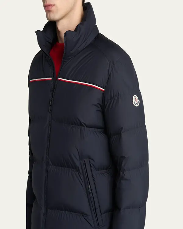 Moncler Bouvaque Tricolor-trim Down Jacket - Navy