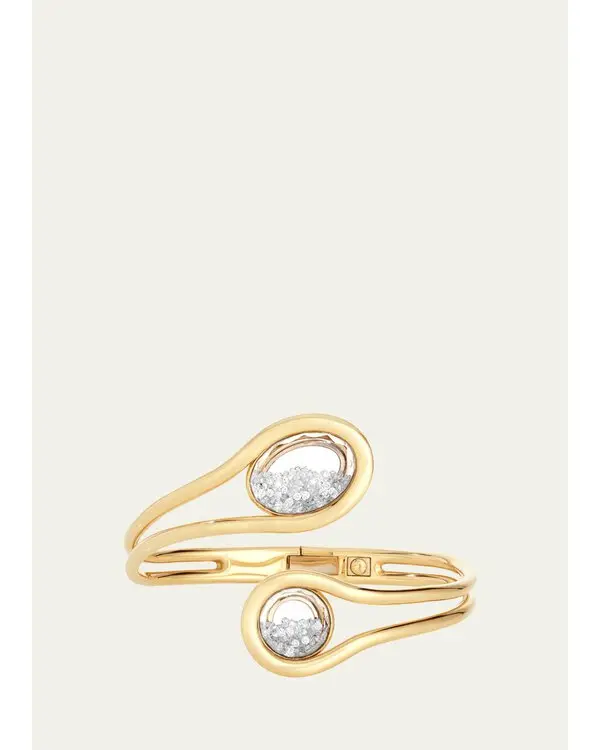 Moritz Glik 18k Gold Cascavel Open Bracelet With Diamonds - Yellow