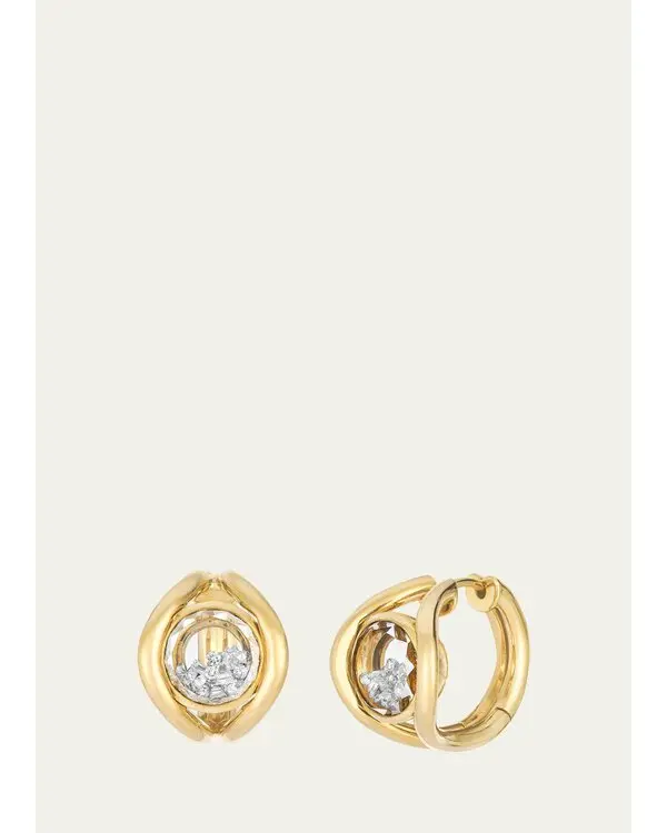 Moritz Glik 18k Gold Cascavel Diamond Huggie Earrings - Yellow