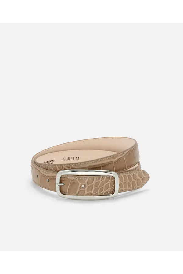 AUREUM No. 19 Croc-embossed Belt - Silver