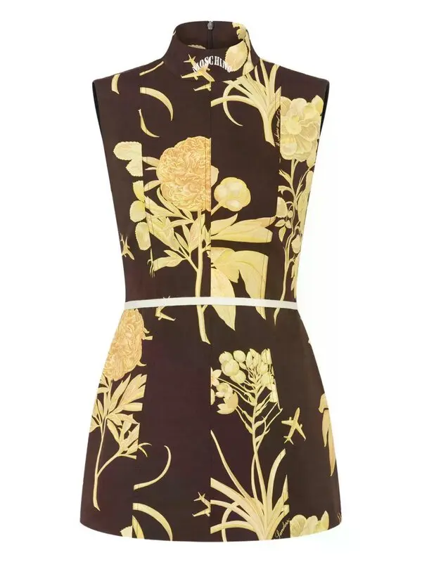 Moschino Floral-print High-neck Dress - Brown