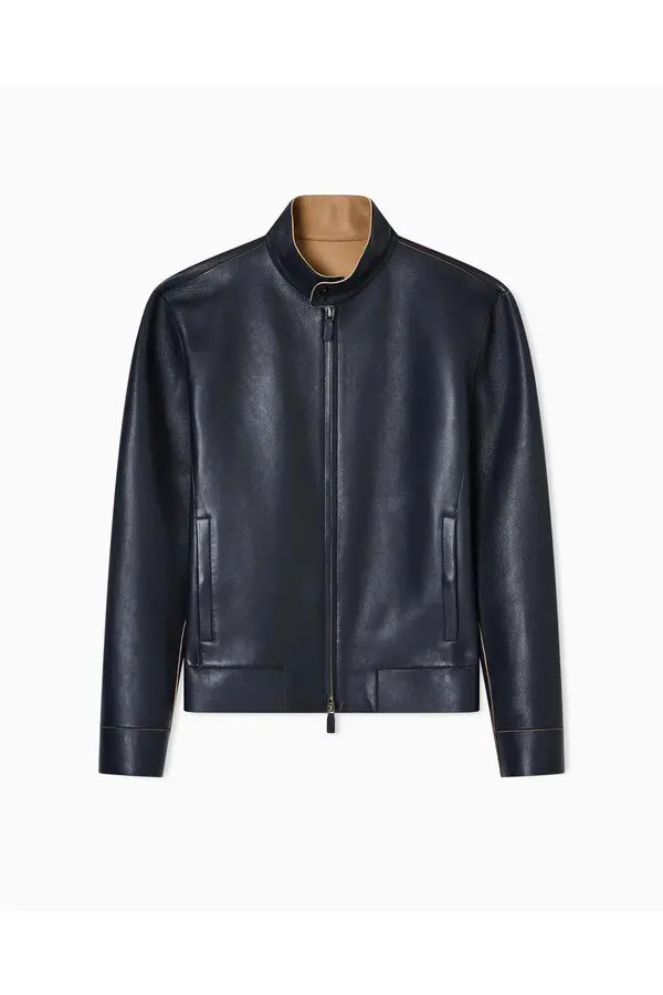 Emporio Armani Icon Nappa Lambskin Blouson - Navy