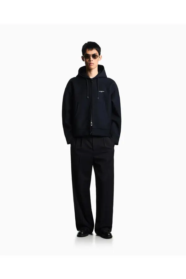 Emporio Armani Light Wool Zip-up Hooded Sweatshirt