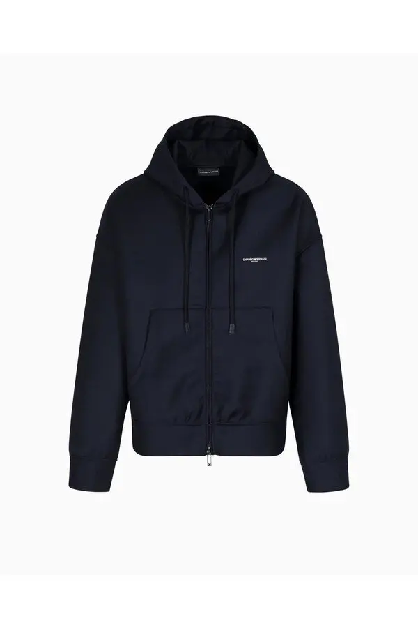 Emporio Armani Light Wool Zip-up Hooded Sweatshirt