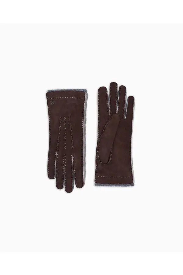 Giorgio Armani Lambskin Suede Gloves - Brown