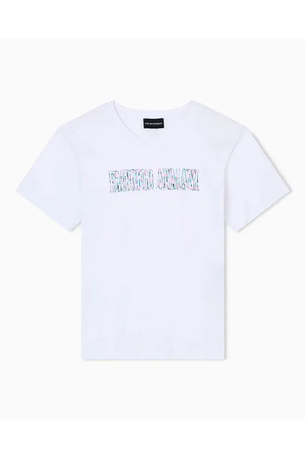 Emporio Armani Organic Jersey T-shirt With Embroidered Logo - White