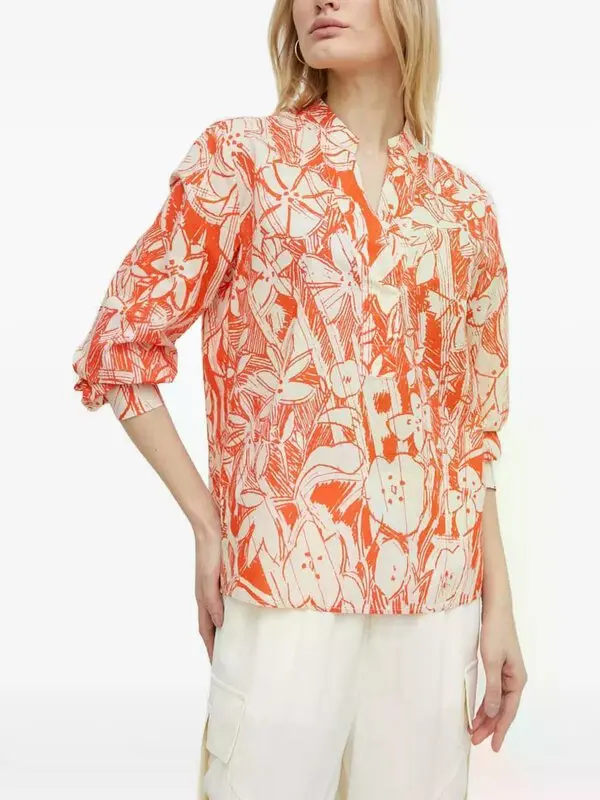 Marc O'polo Floral-print V-neck Blouse - Orange