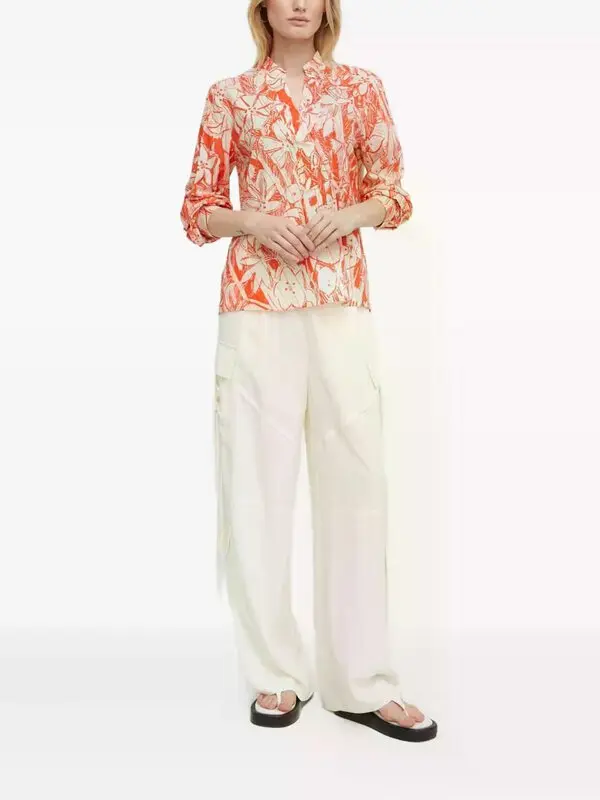 Marc O'polo Floral-print V-neck Blouse - Orange