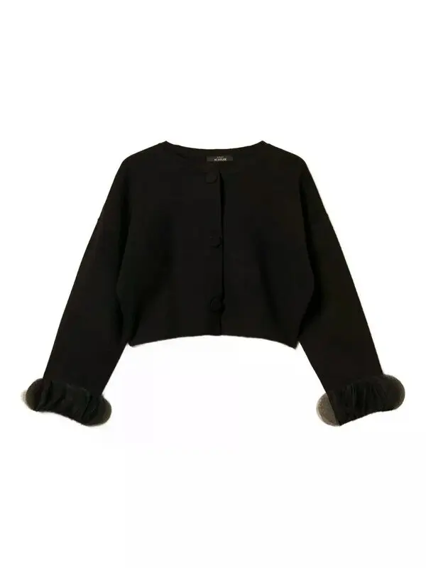 TWINSET Knit Jacket With Organza Cuffs