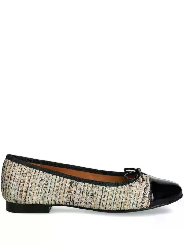 BILLI BI Tweed Cap-toe Flat Pumps
