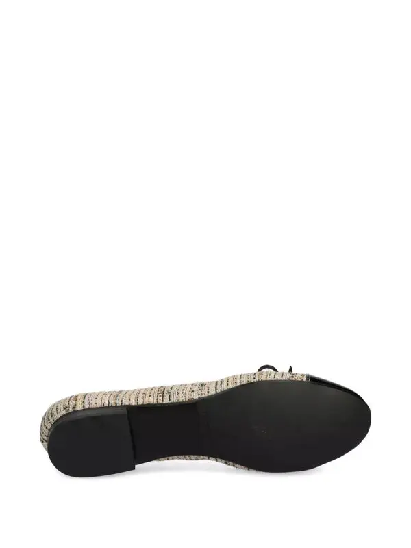 BILLI BI Tweed Cap-toe Flat Pumps