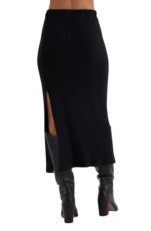 Bella Dahl Rib Knit Midi Skirt - Black
