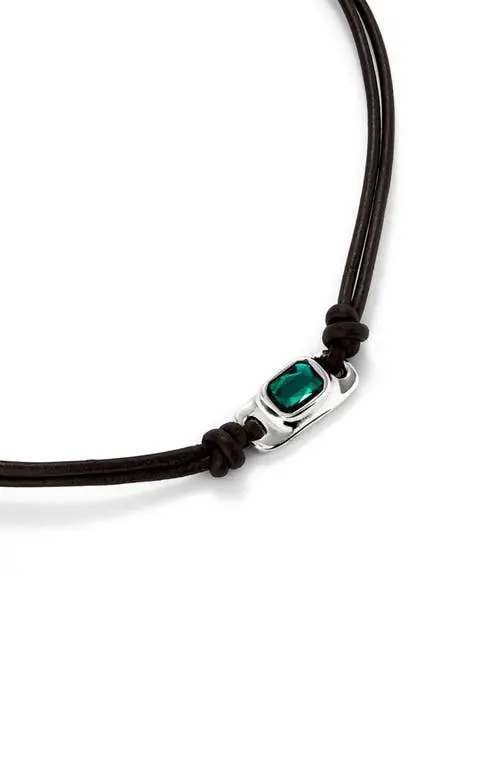 UNODE50 Green Crystal Leather Necklace