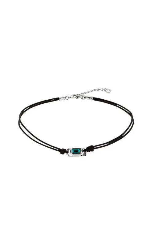 UNODE50 Green Crystal Leather Necklace
