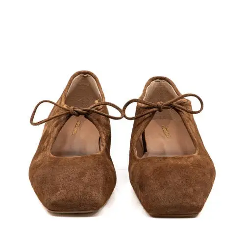 ANDREA GOMEZ Amelia Suede Ballerina Flat - Brown