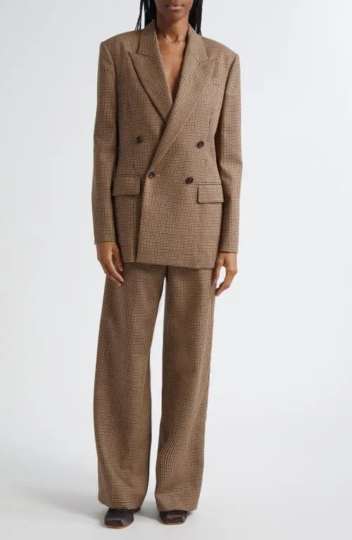 A.L.C. Calla Houndstooth Wool Double-breasted Blazer - Tan Multi