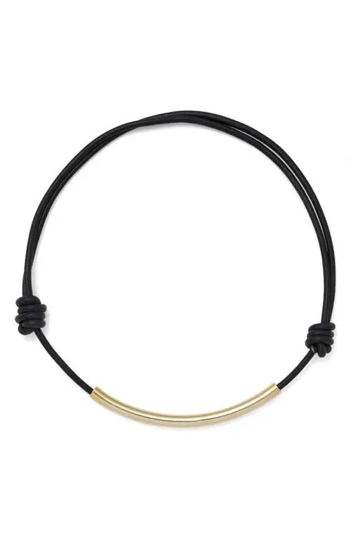 Lady Grey Leather Cord Necklace - Gold/black