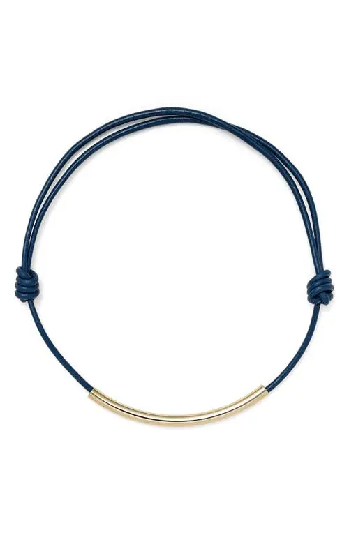 Lady Grey Leather Cord Necklace - Gold/blue