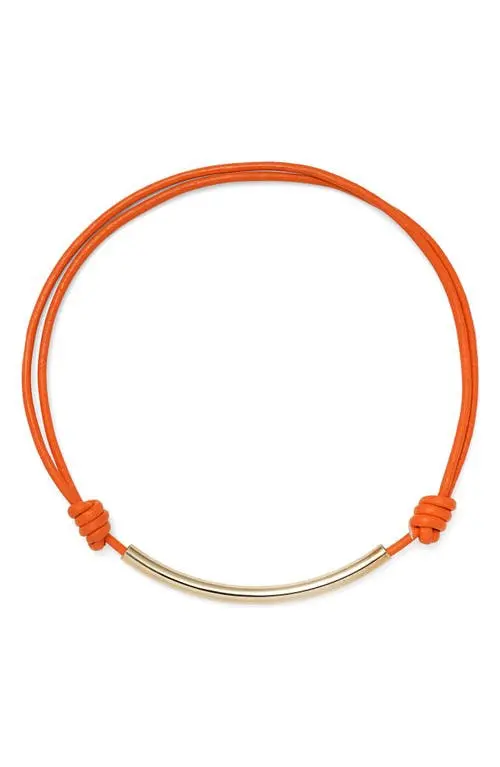 Lady Grey Leather Cord Necklace - Gold/orange