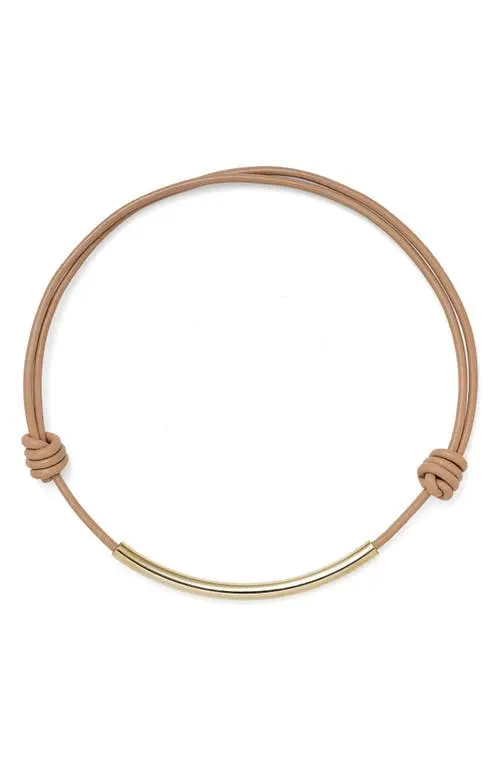 Lady Grey Leather Cord Necklace - Gold/tan