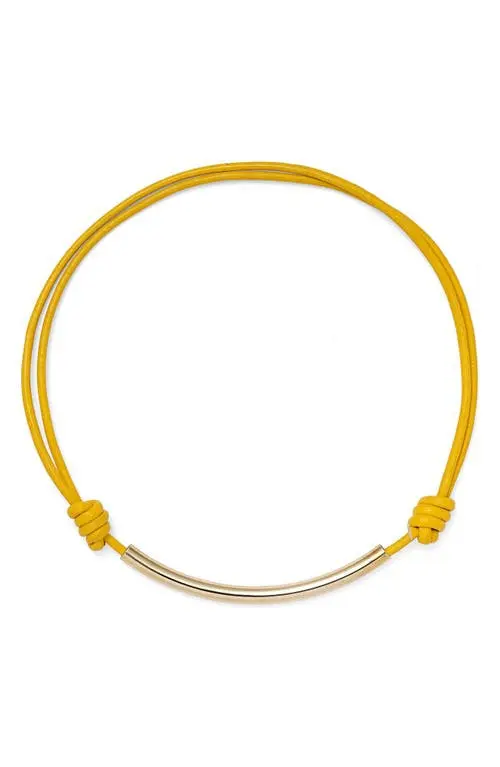 Lady Grey Leather Cord Necklace - Gold/yellow
