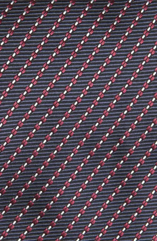 Zegna Striped Mulberry Silk Neck Tie - Dark Blue