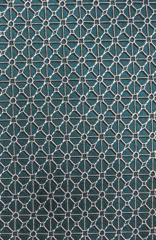 Zegna Geometric Silk Jacquard Neck Tie - Teal