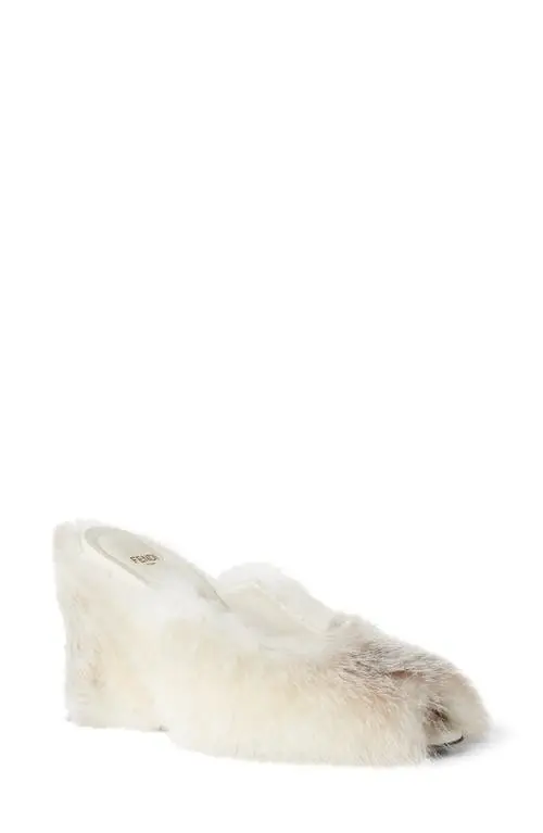 Fendi Acro Genuine Shearling Wedge Mule Sandal
