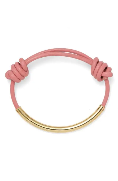 Lady Grey Leather Cord Bracelet - Gold/pink