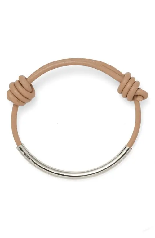 Lady Grey Leather Cord Bracelet - Silver/tan