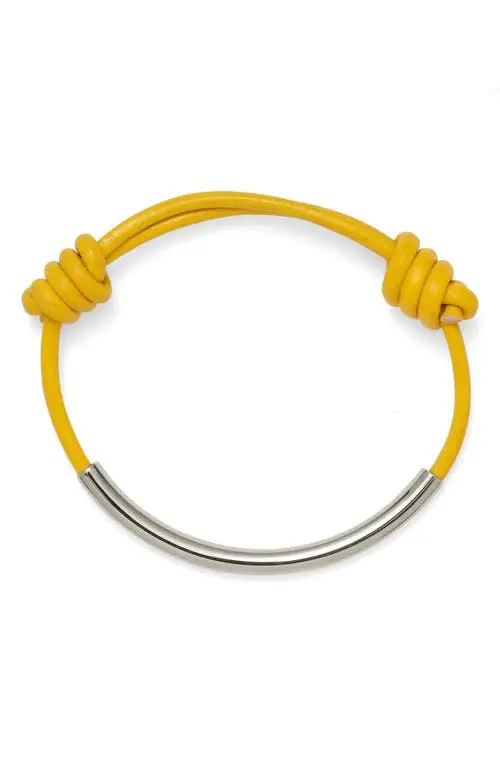 Lady Grey Leather Cord Bracelet - Silver/yellow