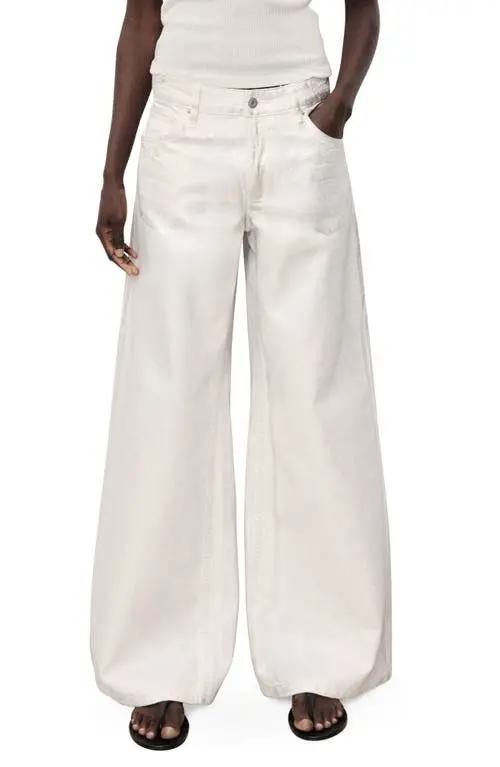 Mango Metallic Finish Wide-leg Jeans