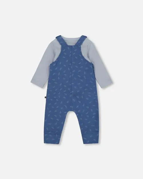 DEUX PAR DEUX Organic Cotton Bodysuit And Overalls Set - Blue