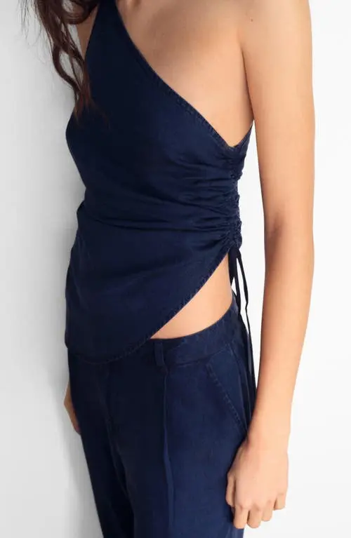 Mango Gathered One-shoulder Top