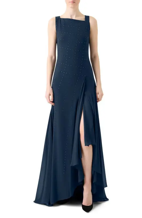 Akris Stud Embellished Silk Gown - Navy