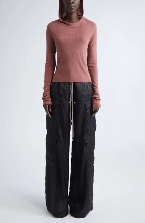 Rick Owens Rib Crop Hoodie - Rosewood