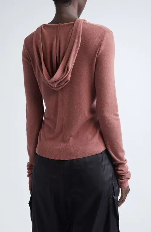 Rick Owens Rib Crop Hoodie - Rosewood