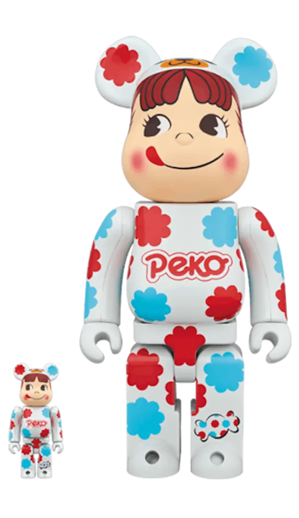 BE@RBRICK Costume Pekochan Milky White Plated 100% & 400% Set - Multicolor