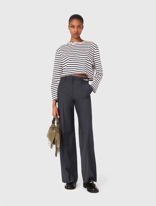 Maje Straight-cut Suit Trousers With Chain Detail