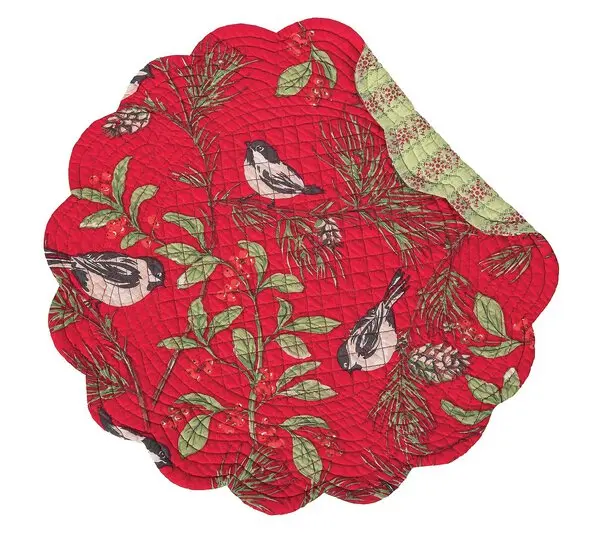 VALERIE PARR HILL Chickadee Red Round Placemat Set Of 6 Valerie - One-color