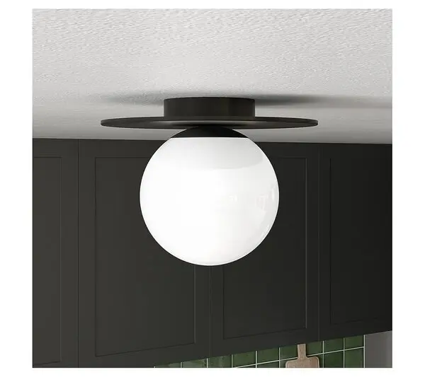 HUDSON&CANAL Amma 12' Wide Flush Mount With Gla Ss Shade - One-color
