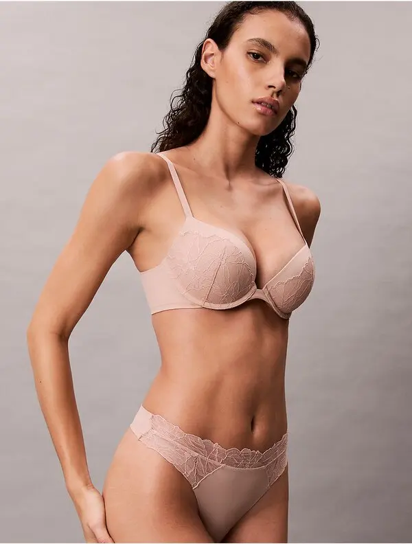 Calvin Klein Perfectly Fit Lace Push Up Plunge Bra - Cedar