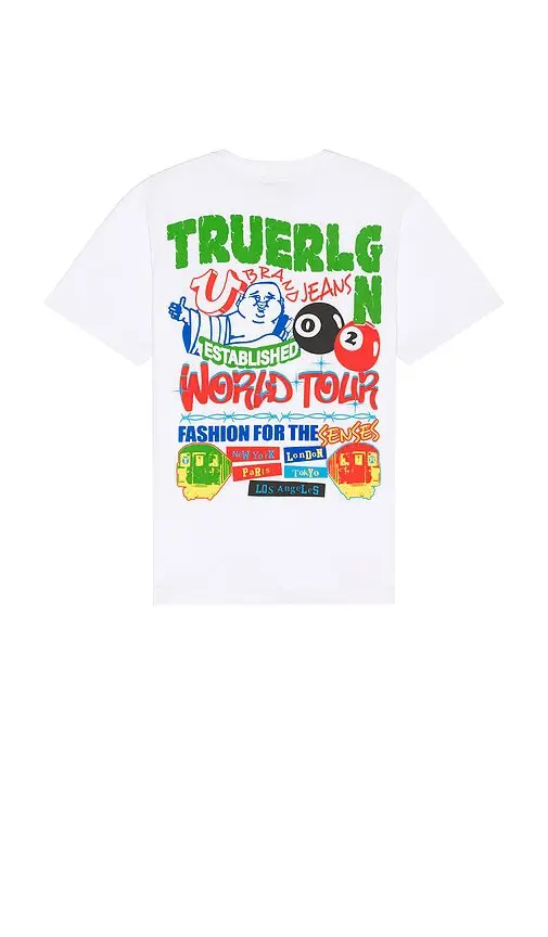 True Religion World Tour Tee In White - Optic White