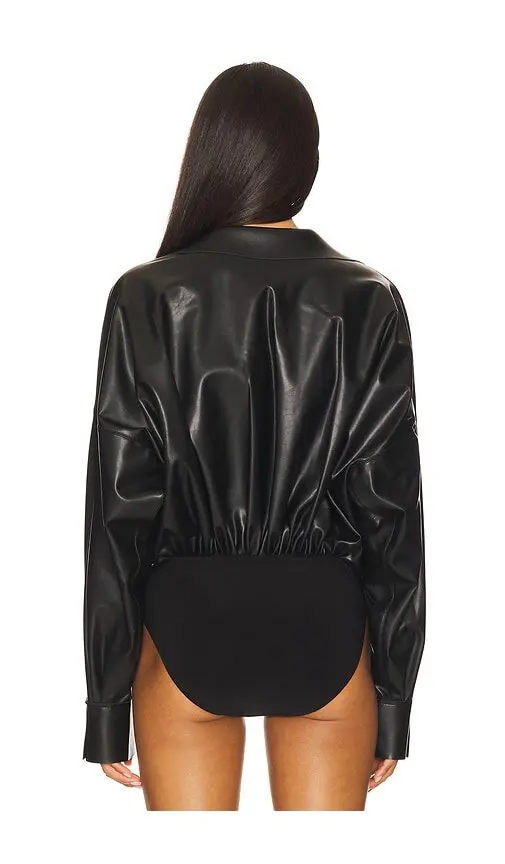 Norma Kamali Super Oversized Boyfriend Shirt Bodysuit - Black