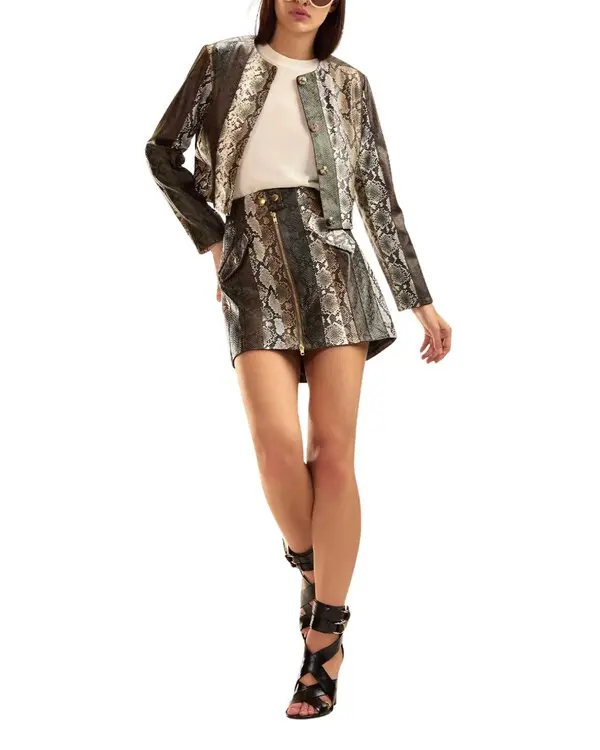 Cynthia Rowley Snake Embossed Cropped Jacket