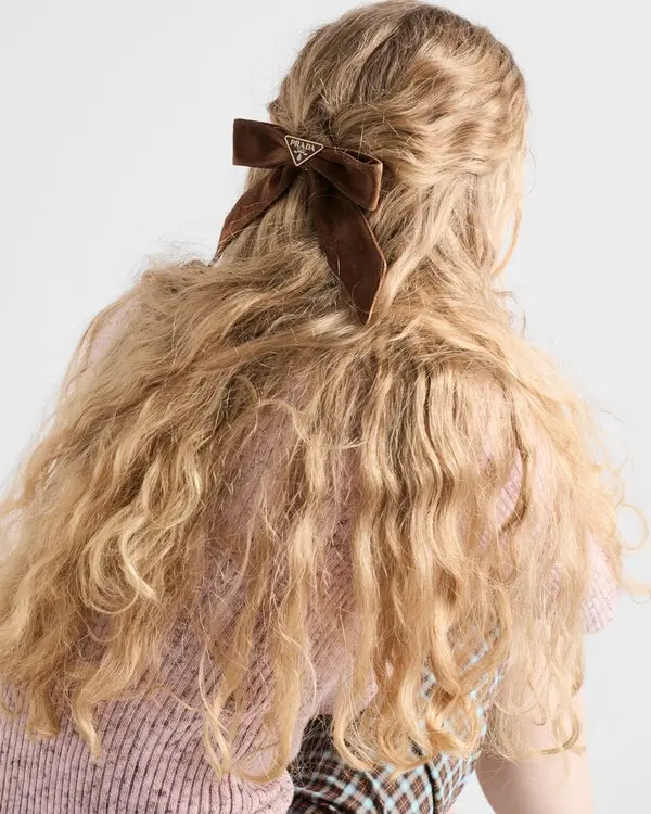 Prada Suede Hair Clip - Brown