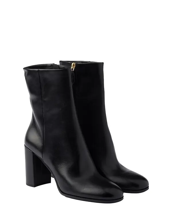 Prada Leather Booties - Black