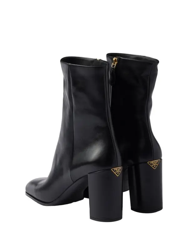 Prada Leather Booties - Black