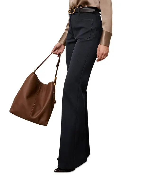 REISS Priya Flare Leg Trousers - Navy