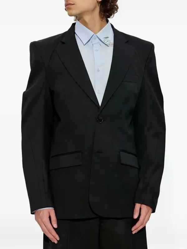 Vetements Padded-shoulder Wool Blazer - Black